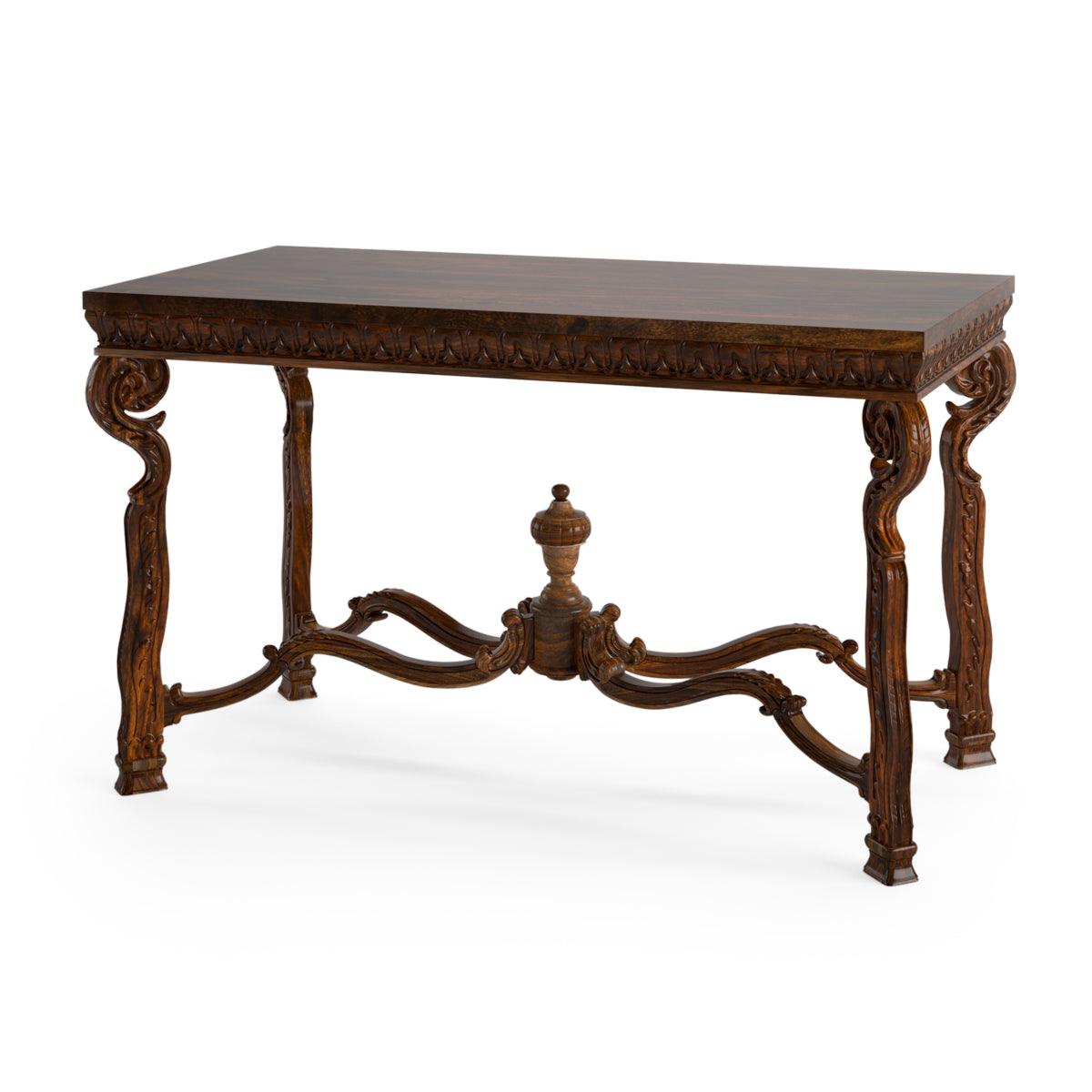 Solid Walnut Wood Hand Carved Console Table